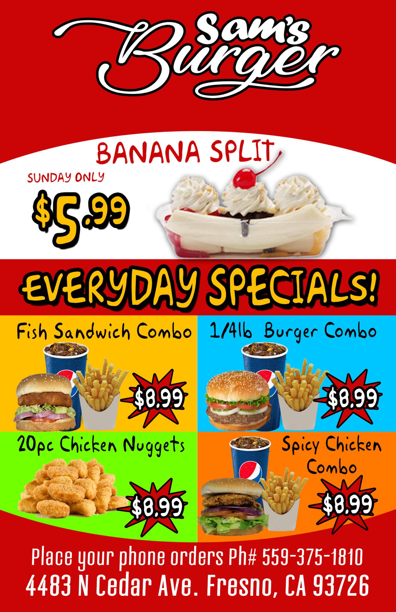 Our Menu - Sams Burgers Fresh & Local